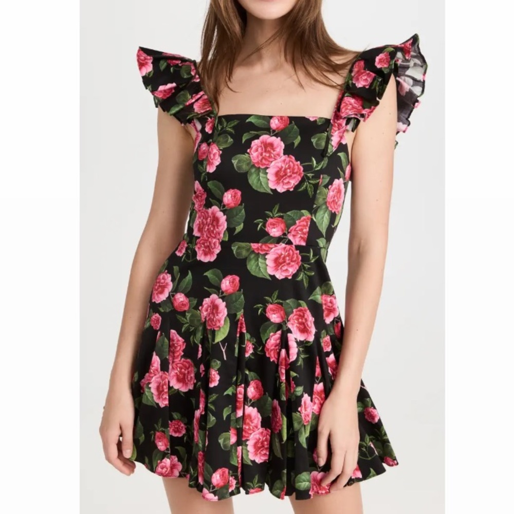 Alice + Olivia Black Pink Floral Ginny Ruffle Sleeve … - Gem